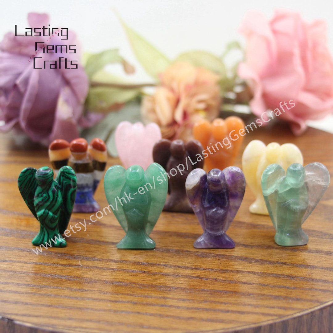 38kinds Stones 1.5inch Hand Carved Angel Figurine,healing Crystal Angel ...