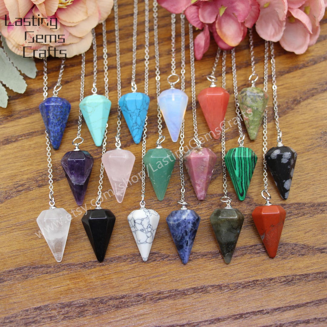 1-10pcs Natural Stone Point Pendulum Pendant,quartz Pendulum,healing ...