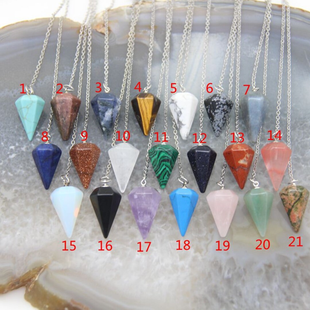 1-10pcs Natural Stone Point Pendulum Pendant,quartz Pendulum,healing ...
