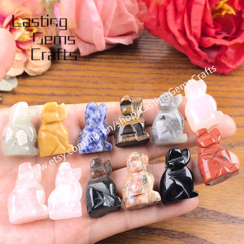 Gemstone Dog Figurine, Hand Carved Animal Sculpture, Crystal Home Decor ...