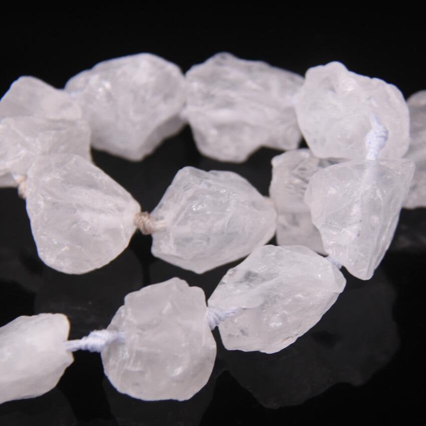 Full Strandnatural Raw White Crystal Nuggets Big Hole Loose - Etsy