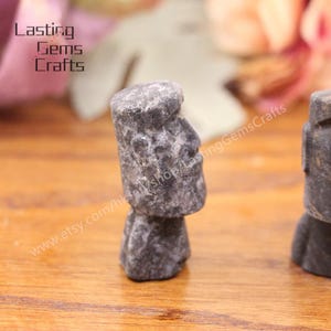 1.6 Inches Hand Carved Moai Statue Decor,black Agate Druzy Geode Golem ...