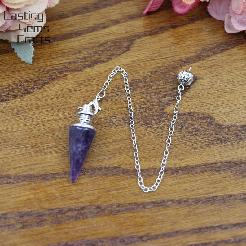 Gemstone Point Pendulum, Healing Crystal Necklace, Divination Tool - Etsy
