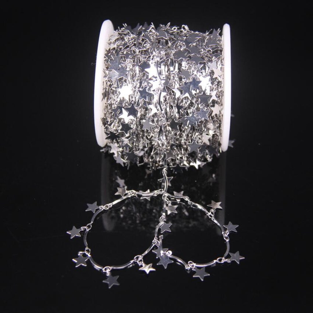 10 Feet,silver Plated Copper Healing Star Charms Dangle Link Rosary ...