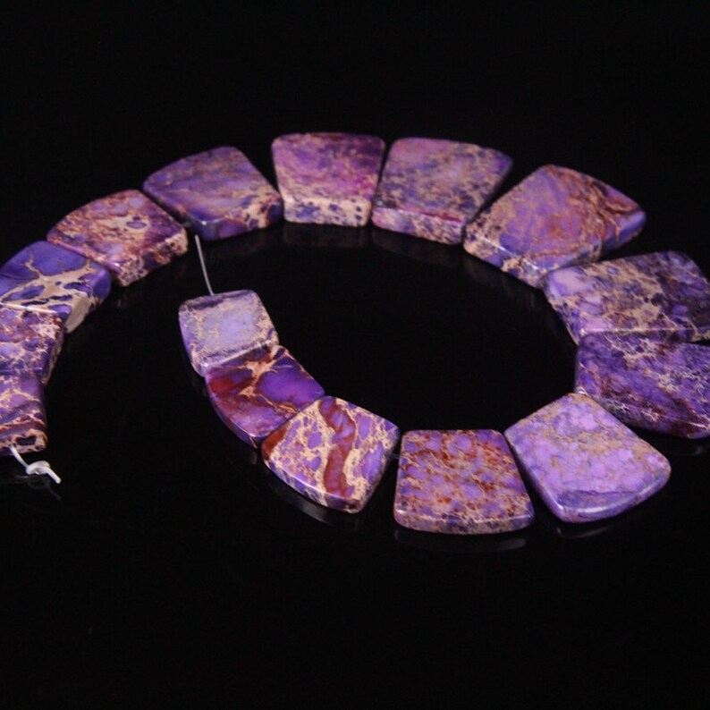 Full Strand Top Drilled Purple Emperor Stone Trapezoid Slab - Etsy