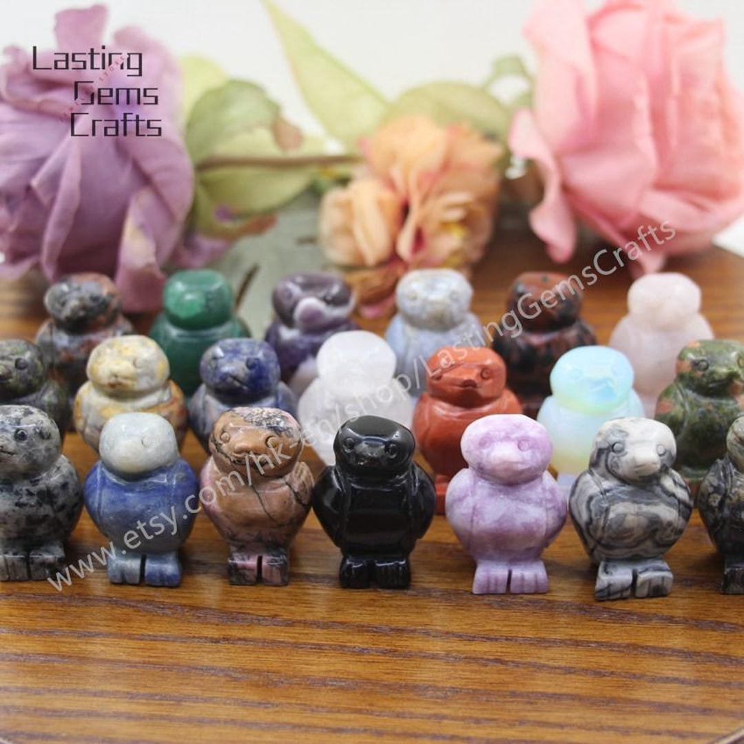 1.5'' Healing Crystal Bird,gemstone Fat Bird Statue,hand Carved Cute ...