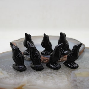 Hand Carved Obsidian Raven Statue - Etsy
