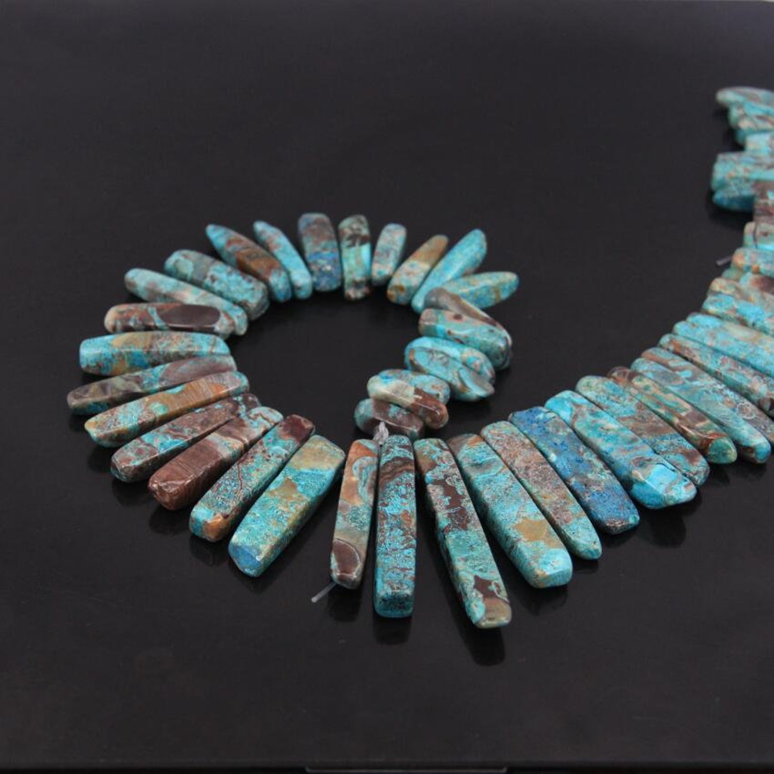 Blue Natural Ocean Jasper Slice Beads Strandtop Drilled Stick | Etsy