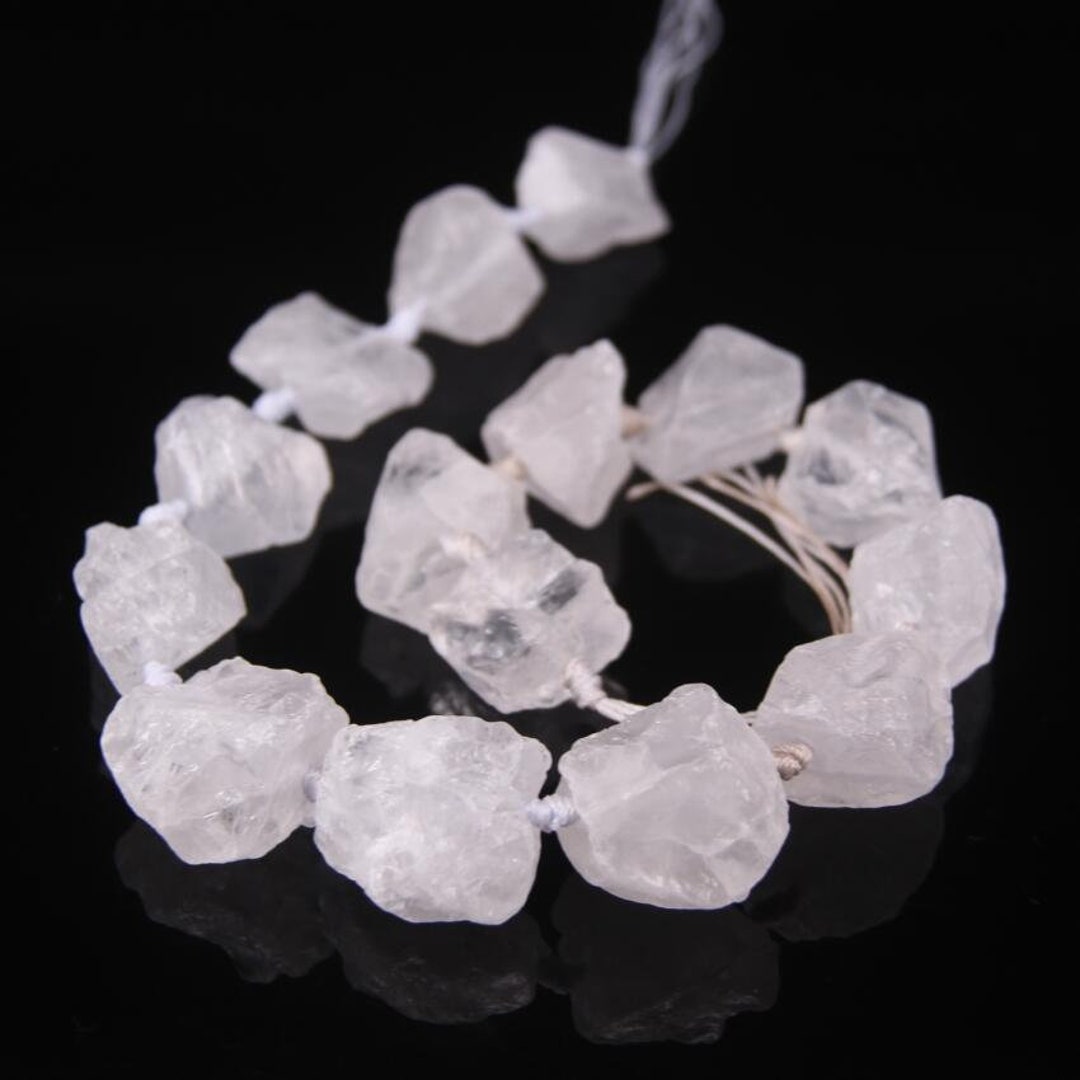 Full Strand,natural Raw White Crystal Nuggets Big Hole Loose Beads ...