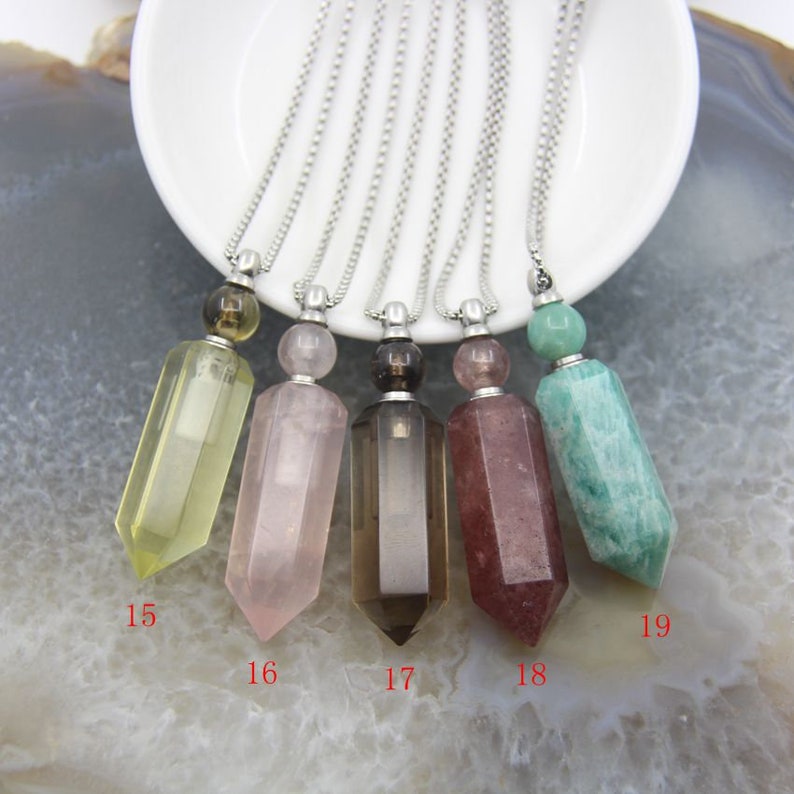 Natural Gemstone Hexagon Prism Spike Beads Perfume Bottle - Etsy