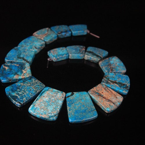 Blue Natural Ocean Jasper Slice Beads Strandtop Drilled Stick | Etsy