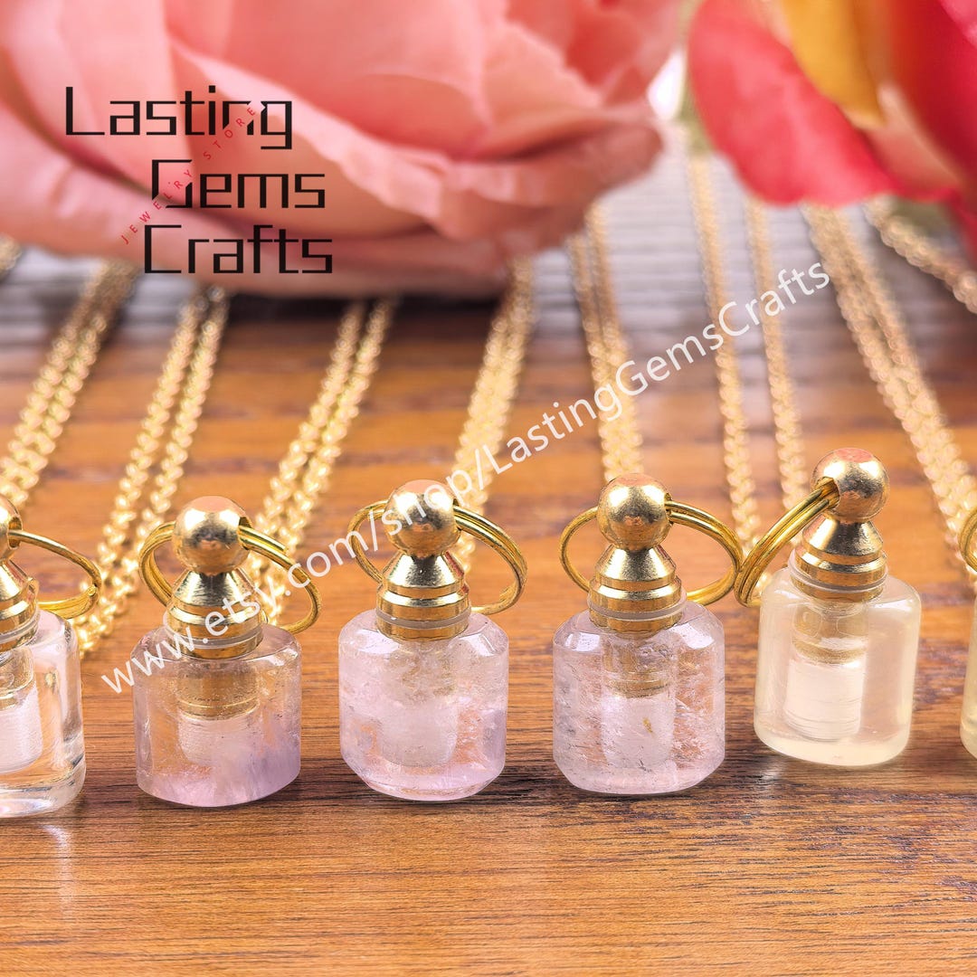 Mini Crystal Perfume Bottle Pendant,amethyst Quartz Essential Oil ...