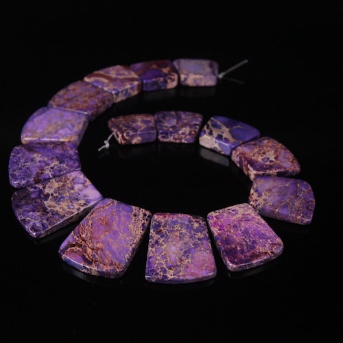 Full Strand Top Drilled Purple Emperor Stone Trapezoid Slab - Etsy