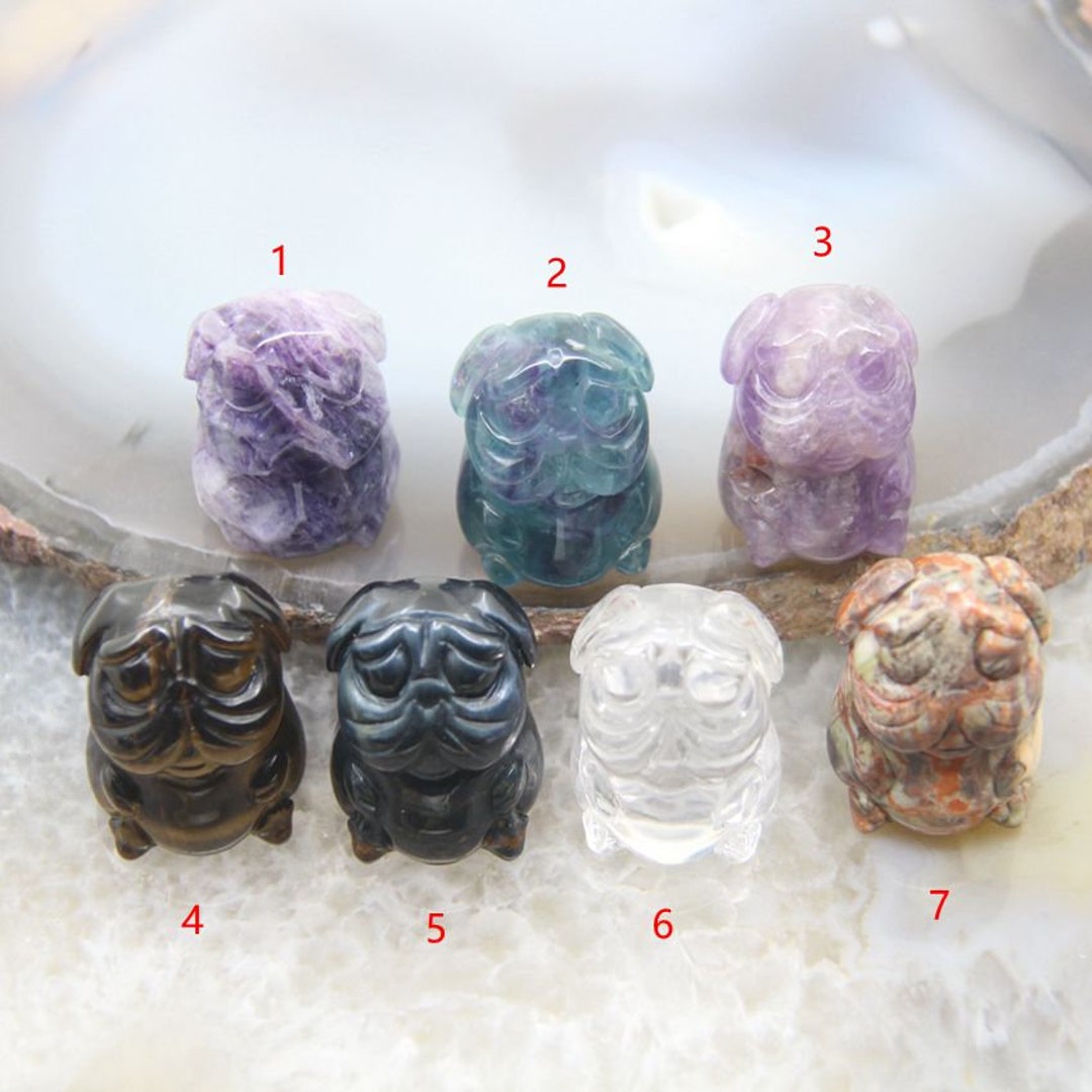1.2 Hand Carved Stone Crystal Pug Home Decorcarved - Etsy