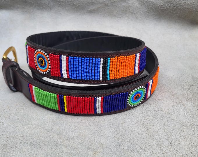 Leather Belt, Beaded Belt, Handmade Belt, Maasai Beaded Leather Belt ...