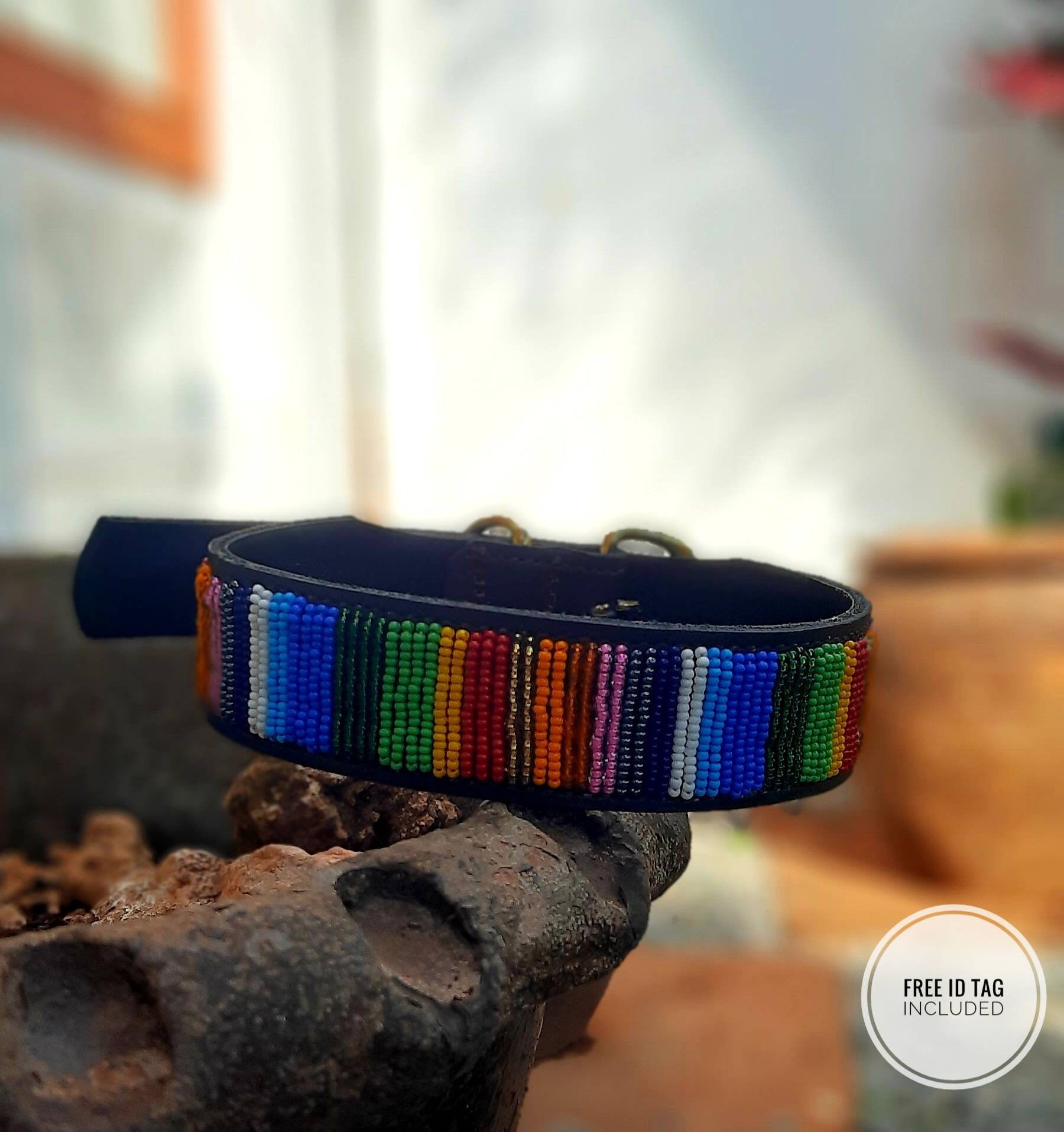 Dog Collar Leather Dog Collar Bead Dog Collar Masai Dog | Etsy