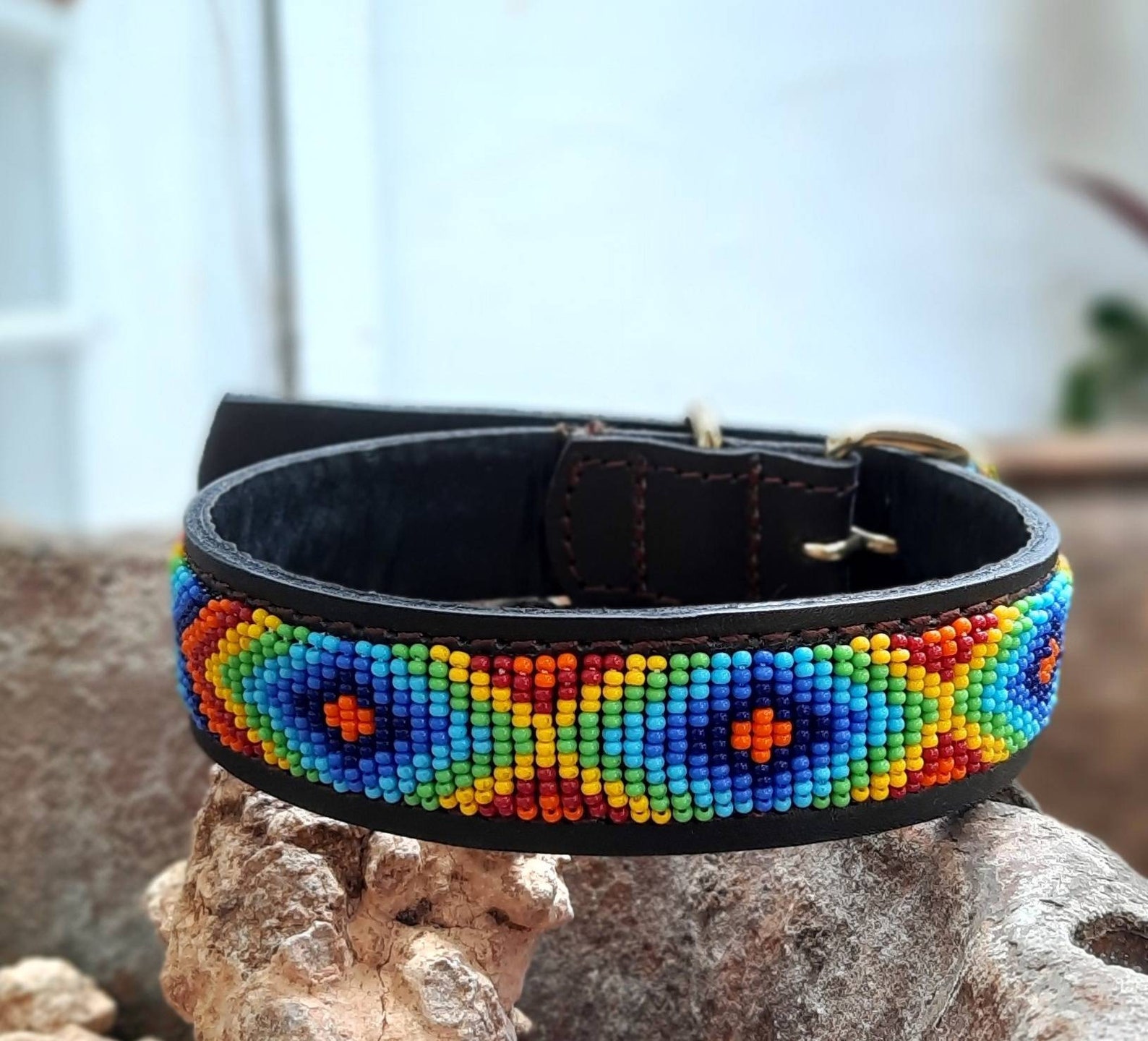 Dog Collar Leather Dog Collar Beaded Dog Collar Masai Dog - Etsy