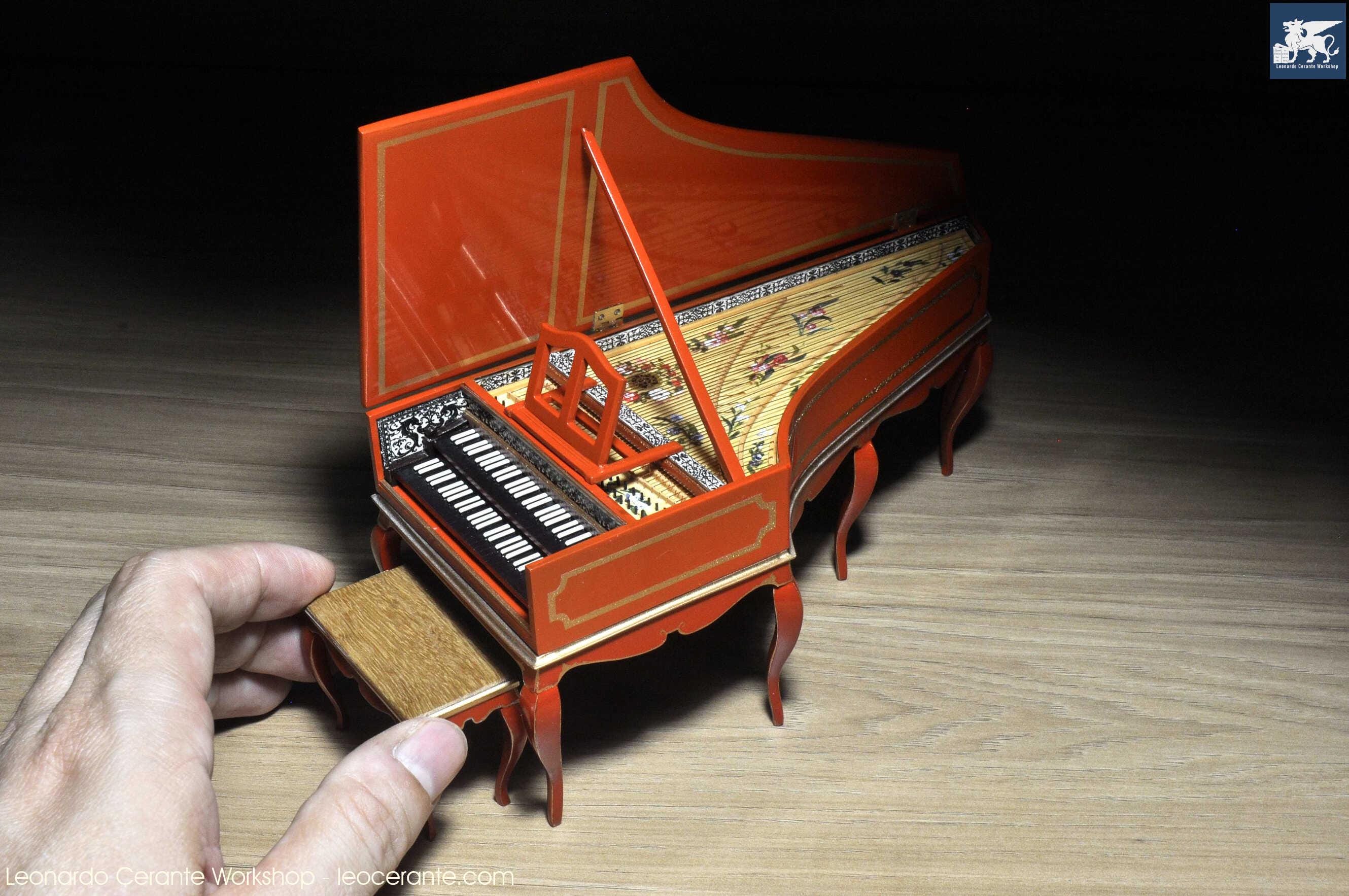 1:12 Scale Model Baroque Harpsichord, Double Keyboard on a Stand With ...