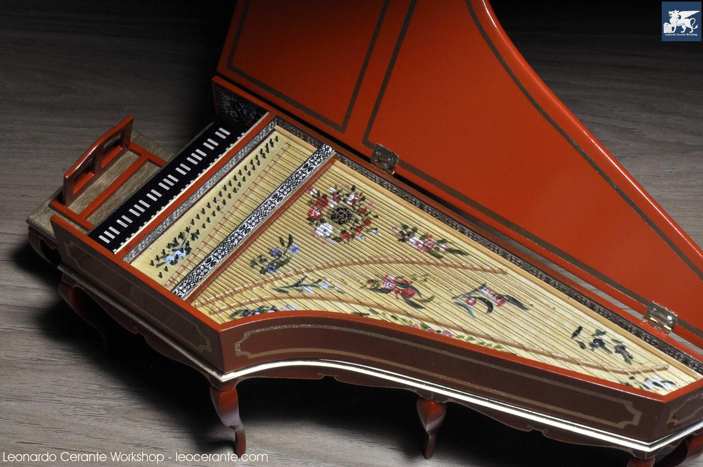 1:12 Scale Model Baroque Harpsichord, Double Keyboard on a Stand With ...