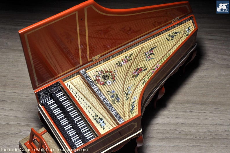 1:12 Scale Model Baroque Harpsichord, Double Keyboard on a Stand With ...