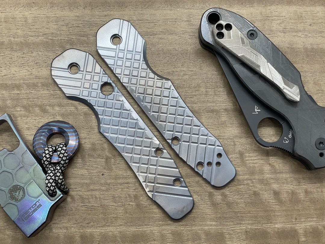Dark-ti FRAG Cnc Milled Titanium Scales for Spyderco SMOCK Birthday ...