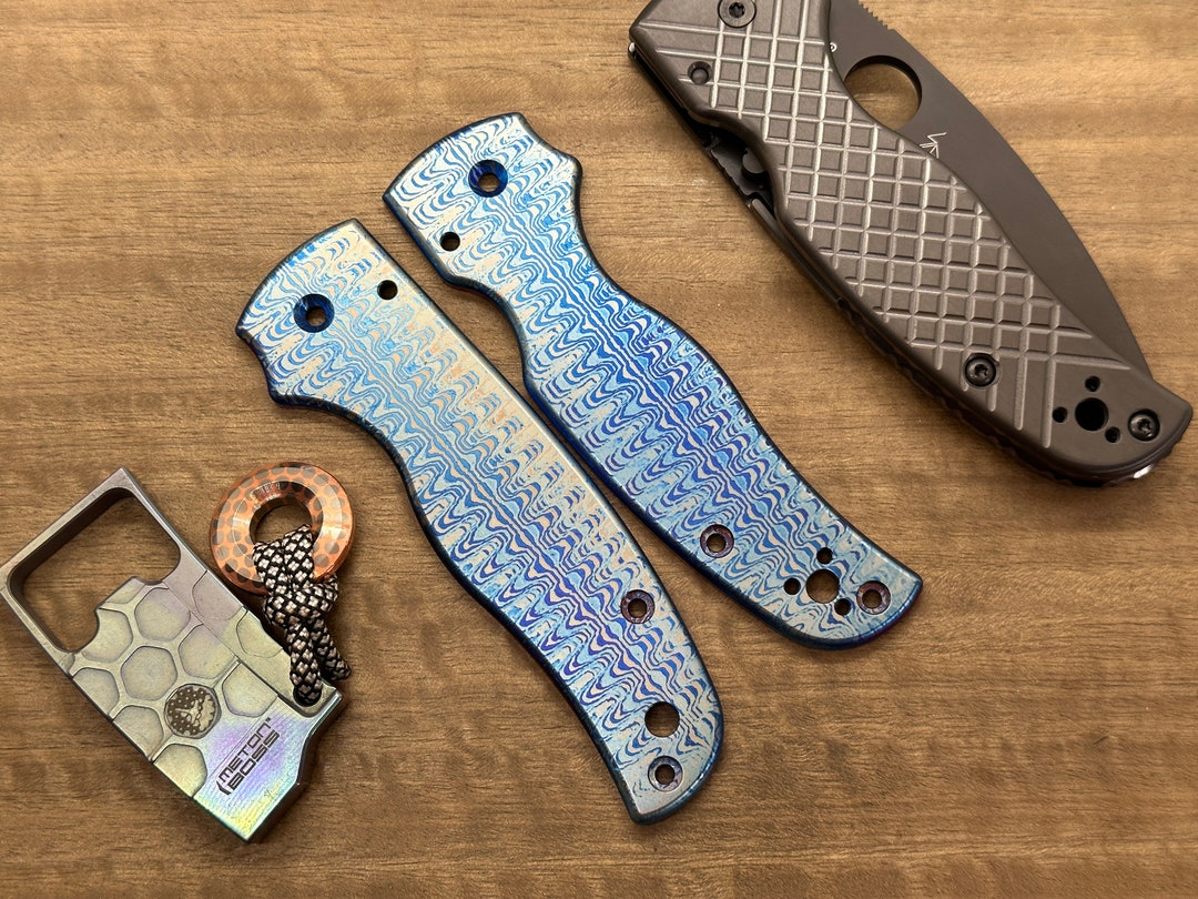 RIPPLE Flamed Titanium Scales for SHAMAN Spyderco Birthday Gift Idea ...