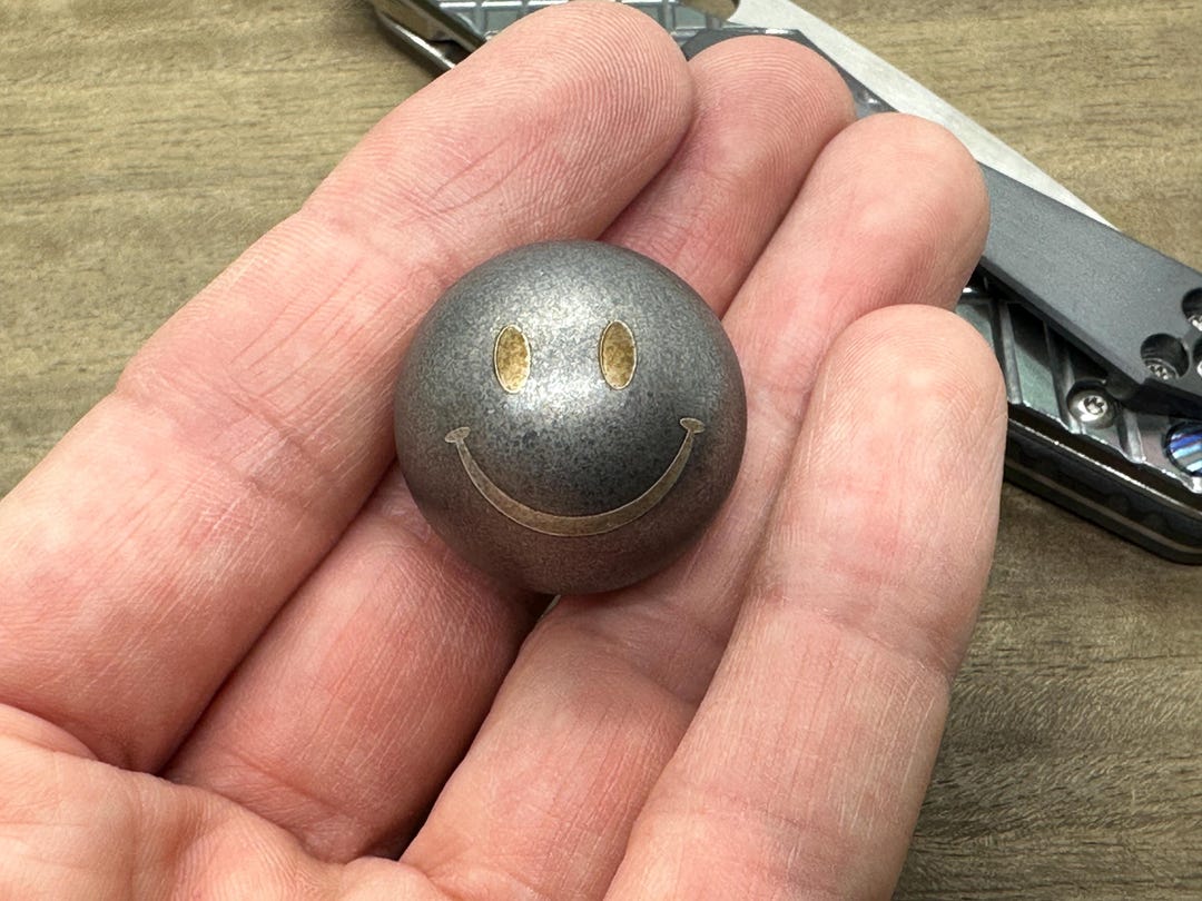 1 SMILEY Solid Battle Warn Stainless Steel SPHERE glow in the Dark ...