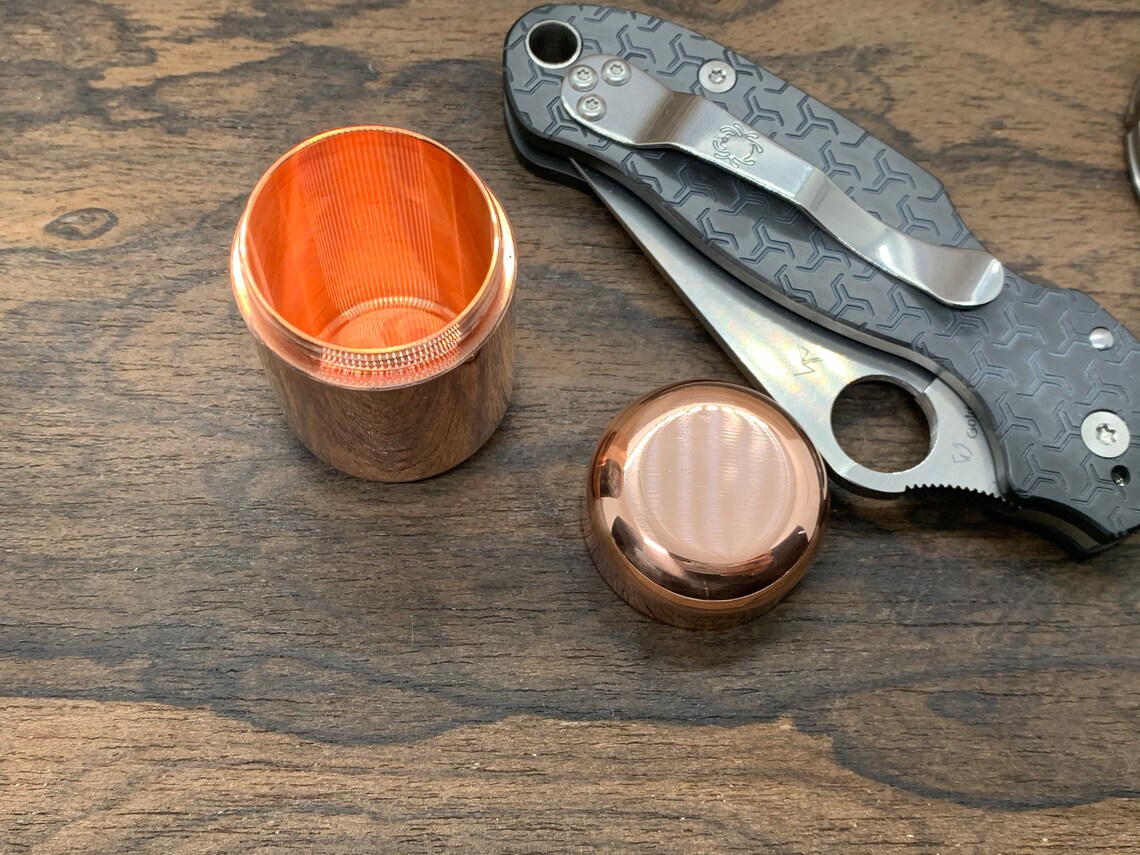 XL Polished Copper Meton-VAULT Pill box Stash box MetonBoss | Etsy