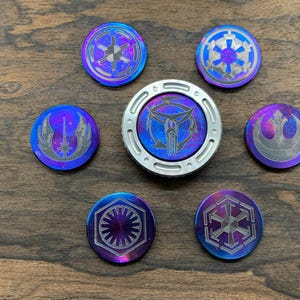 Flamed Engraved STAR WARS Symbols Titanium Coin for Billetspin Gambit ...