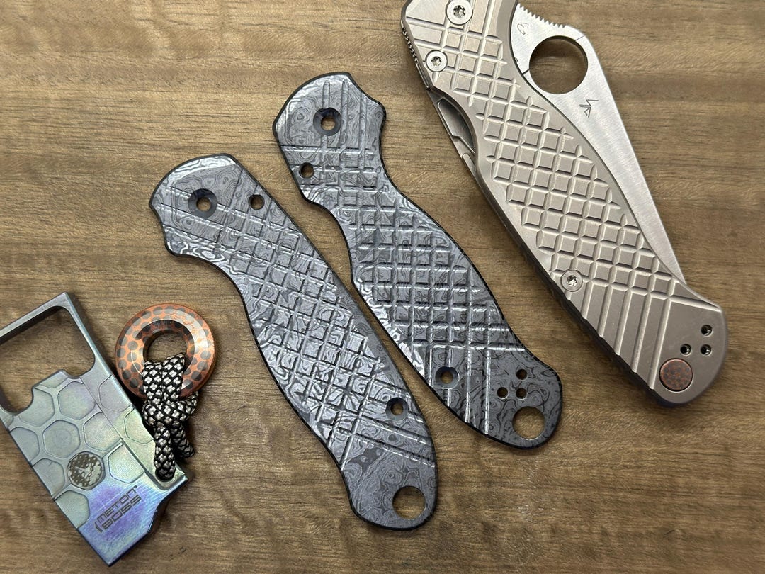 ALIEN Black FRAG Cnc Milled Titanium Scales for Spyderco Para 3 ...