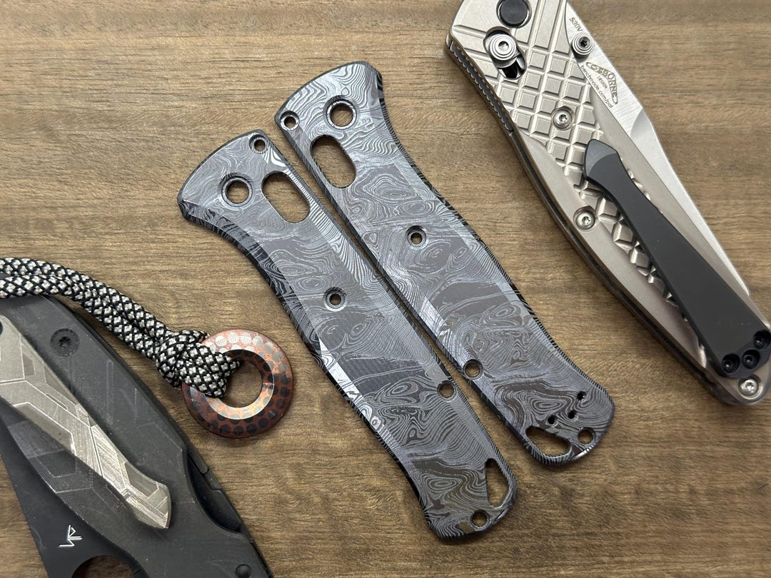 Black Dama TWIST Pattern Engraved Titanium Scales for Benchmade Bugout ...