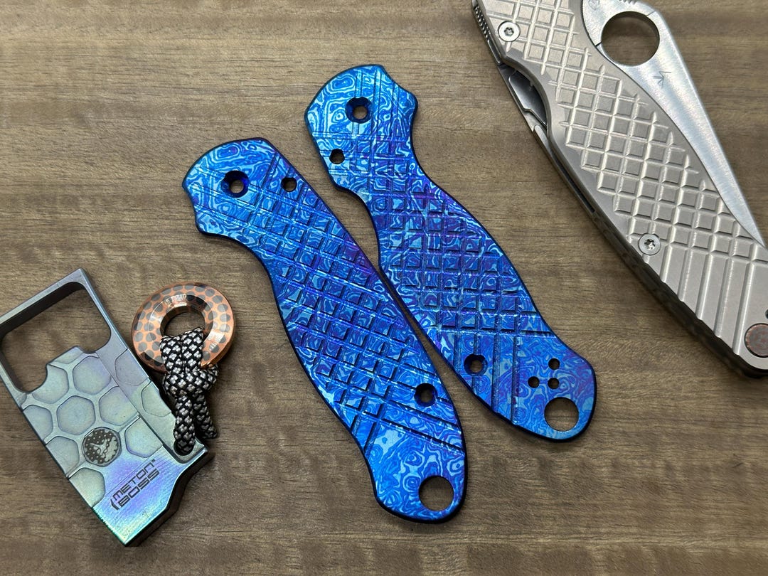 ALIEN Flamed FRAG Cnc Milled Titanium Scales for Spyderco Para 3 ...