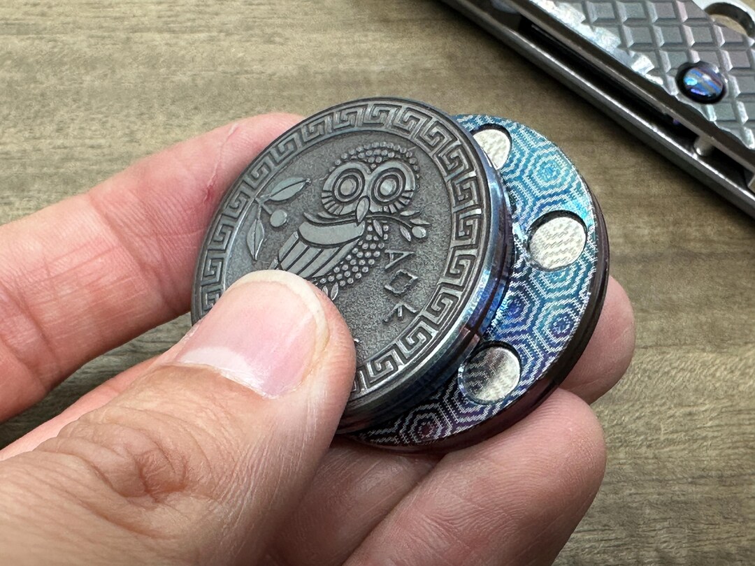 The OWL Deep Engraved Flamed HAPTIC Coins CLICKY Greek Ascoloy Haptic ...