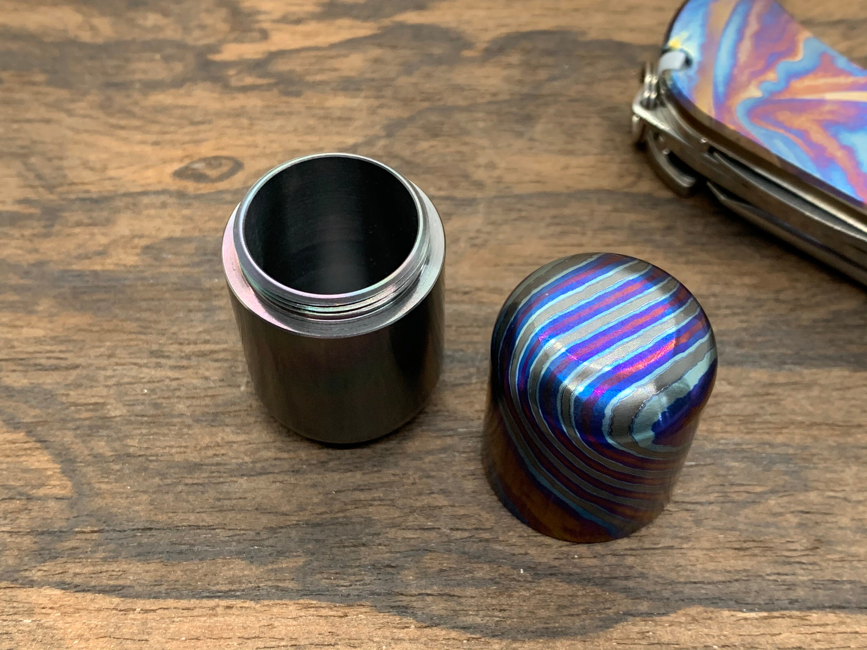 Tall ZircuTi Black Timascus Black Zirconium pocket Pill Box | Etsy