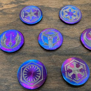 Flamed Engraved STAR WARS Symbols Titanium Coin for Billetspin Gambit ...
