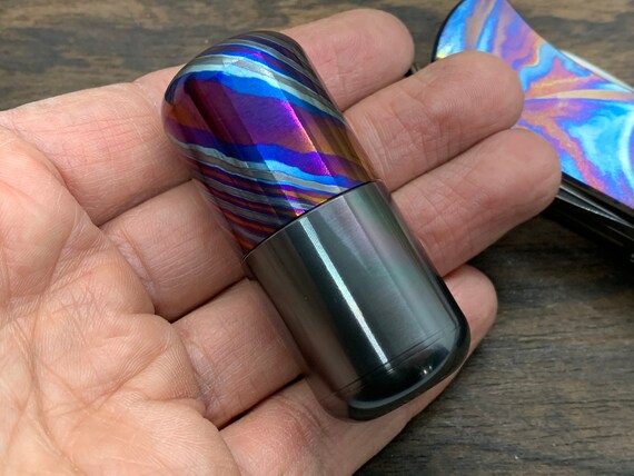 Tall Zircuti Black Timascus Black Zirconium Pocket Pill Box - Etsy