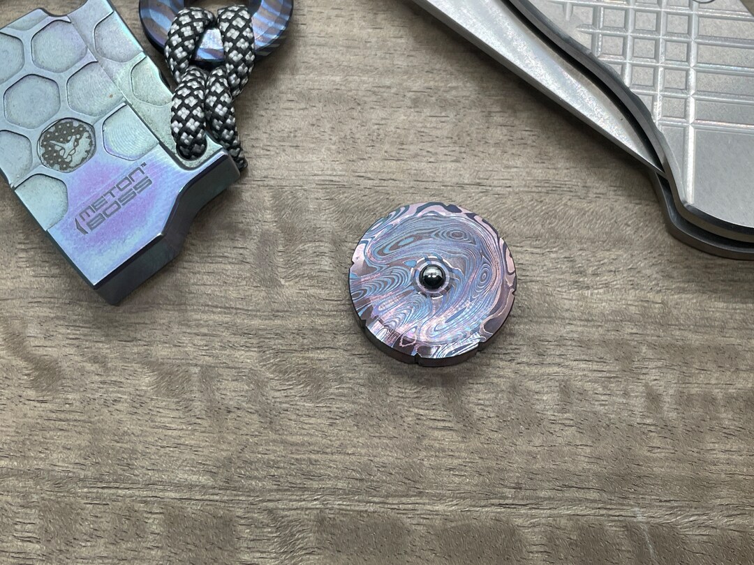 Flamed Dama FISH Pattern Engraved Greek Ascoloy Spinning Worry Coin ...