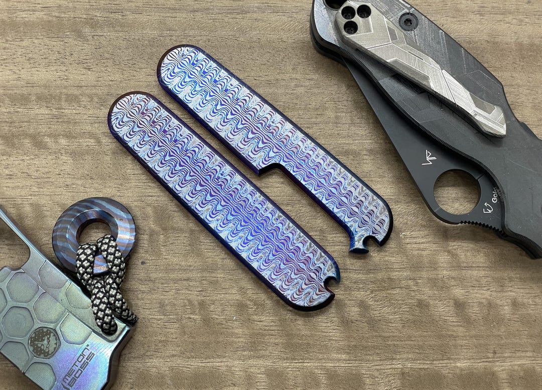 RIPPLE Flamed 91mm Titanium Scales for Swiss Army SAK Birthday Gift ...