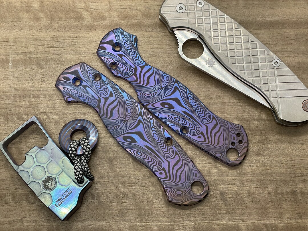 Dama Fish Flamed Titanium Scales for Spyderco Paramilitary 2 PM2 ...