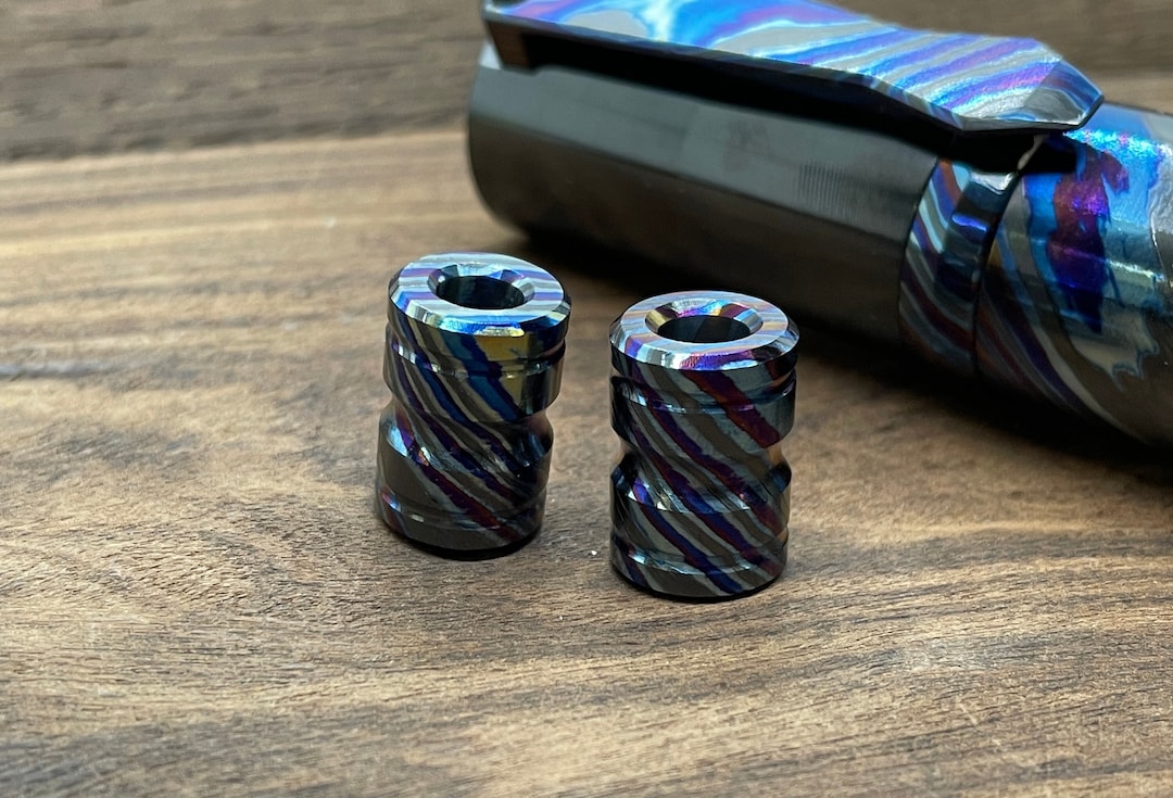 1x Zircuti Black Timascus Lanyard Bead TUBE Keychain Paracord Bead ...
