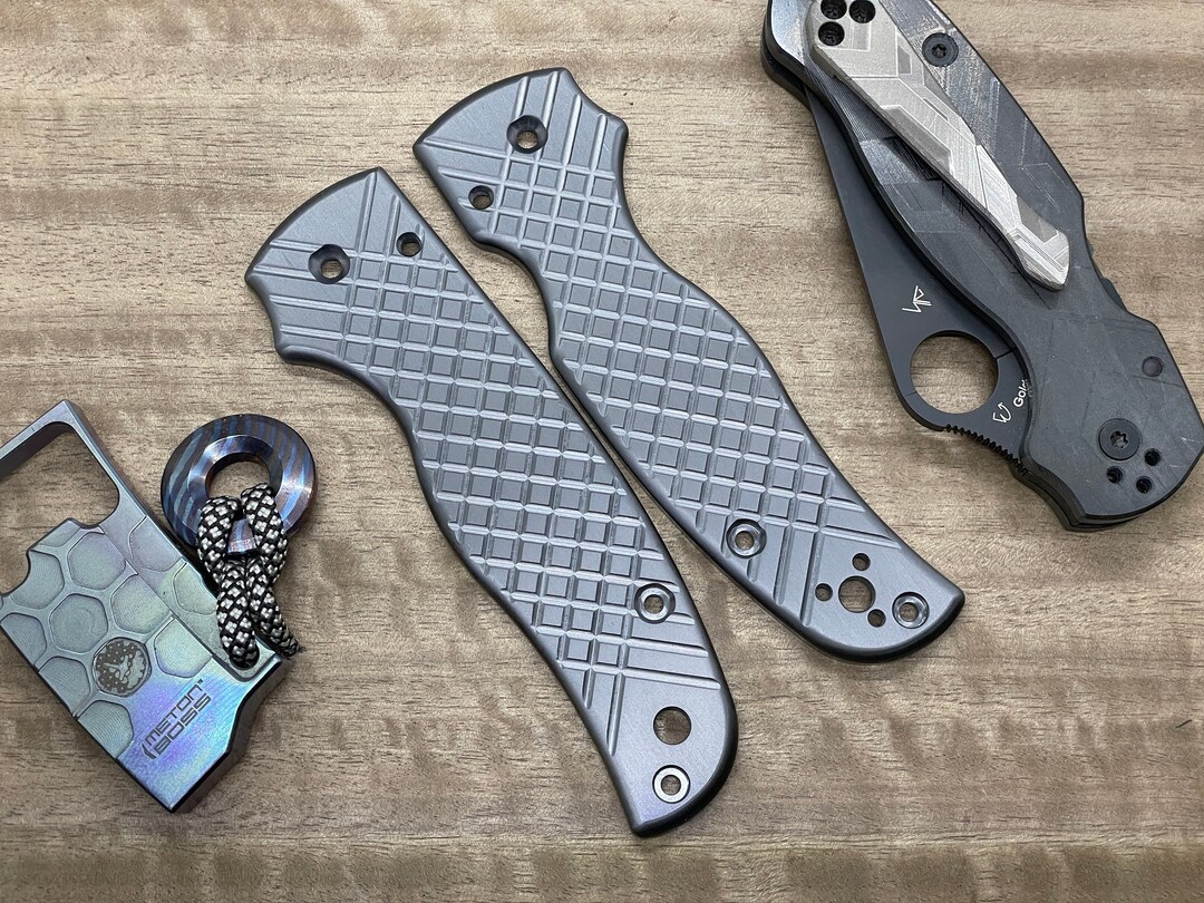 FRAG Milled Black Zirconium Scales for SHAMAN Spyderco Birthday Gift ...