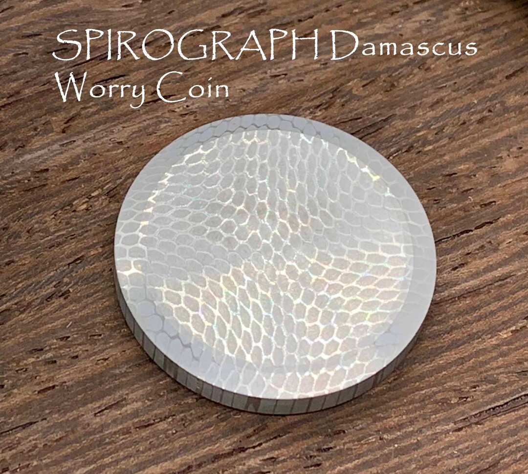 SPIROGRAPH Damascus Steel Worry Coin Anxiety Relief Metonboss - Etsy