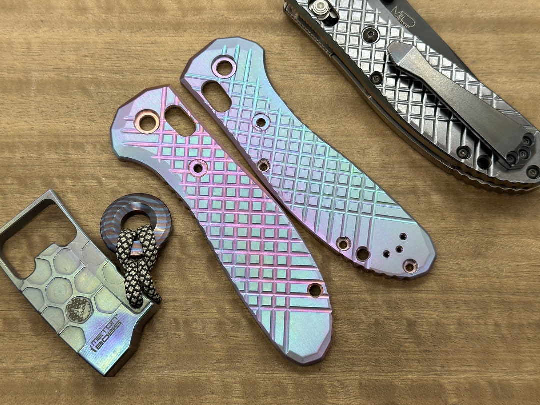 2-tone Teal Magenta FRAG Titanium Scales for Benchmade GRIPTILIAN 551 ...