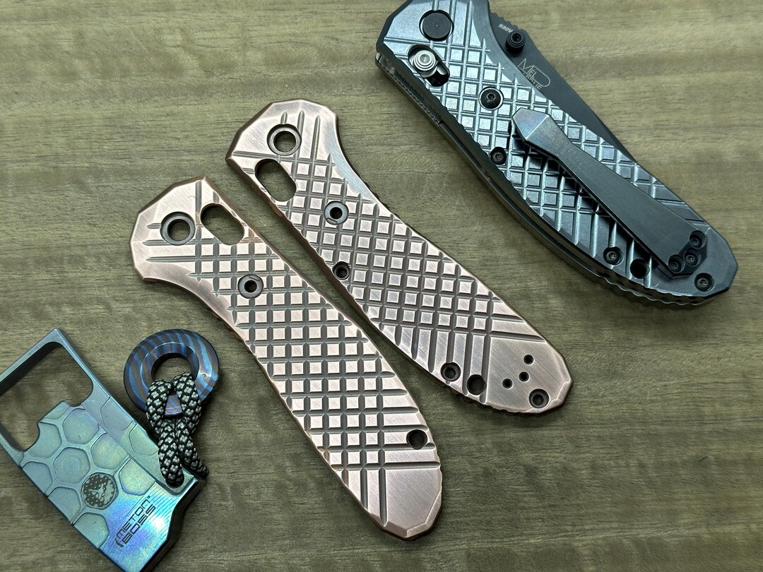FRAG 2-tone Dark - Brushed COPPER Scales for Benchmade GRIPTILIAN 551 ...