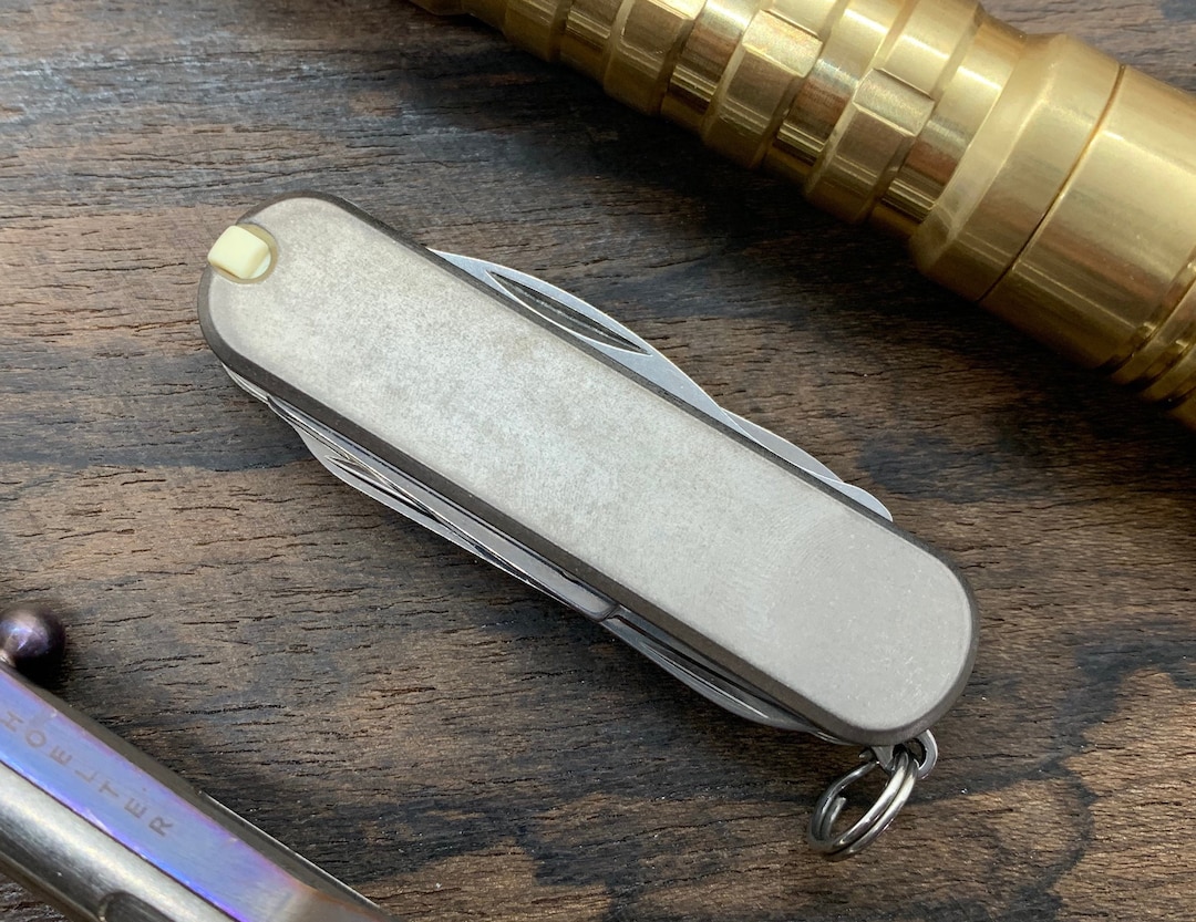 58mm Tumbled Titanium Scales for Swiss Army SAK Birthday Gift Idea ...