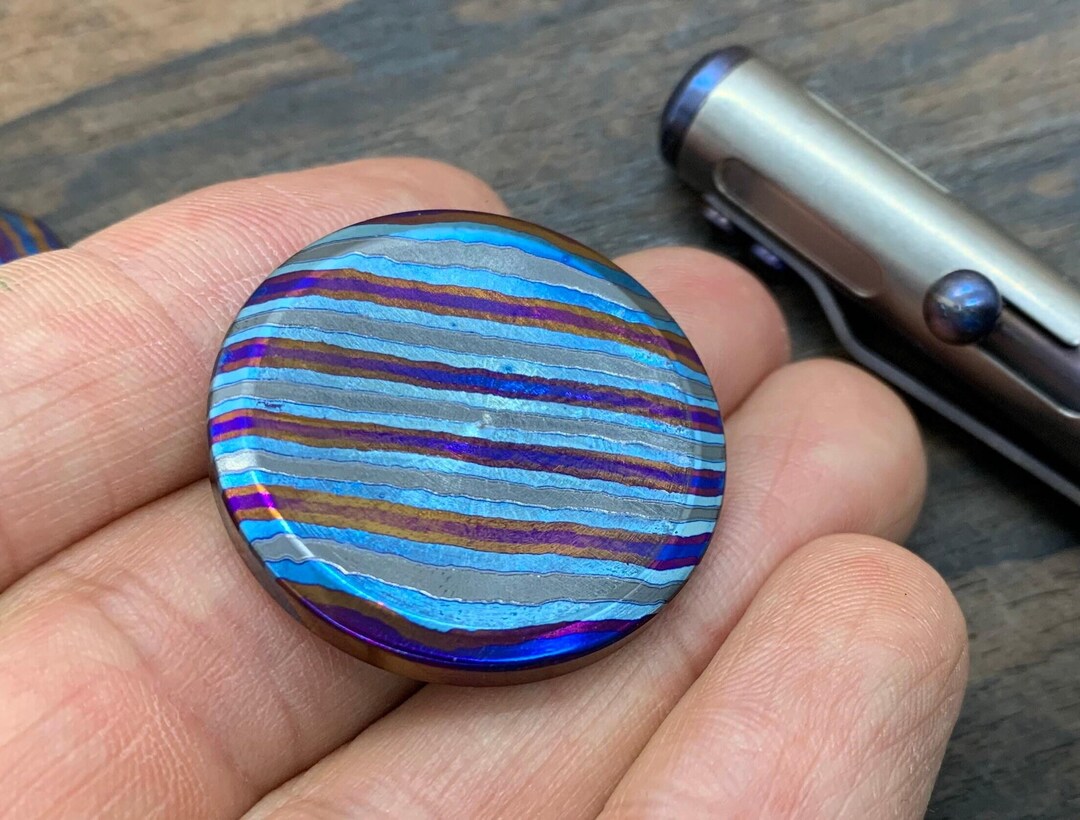 3 Sizes Zircuti TWIST Worry Coin Black Timascus Worry Coin Metal Metal ...