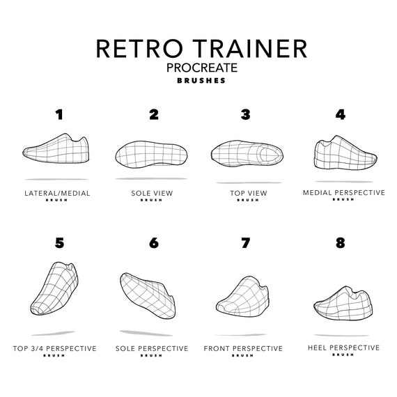 8 retro trainer shoe design brushes for procreate | Etsy