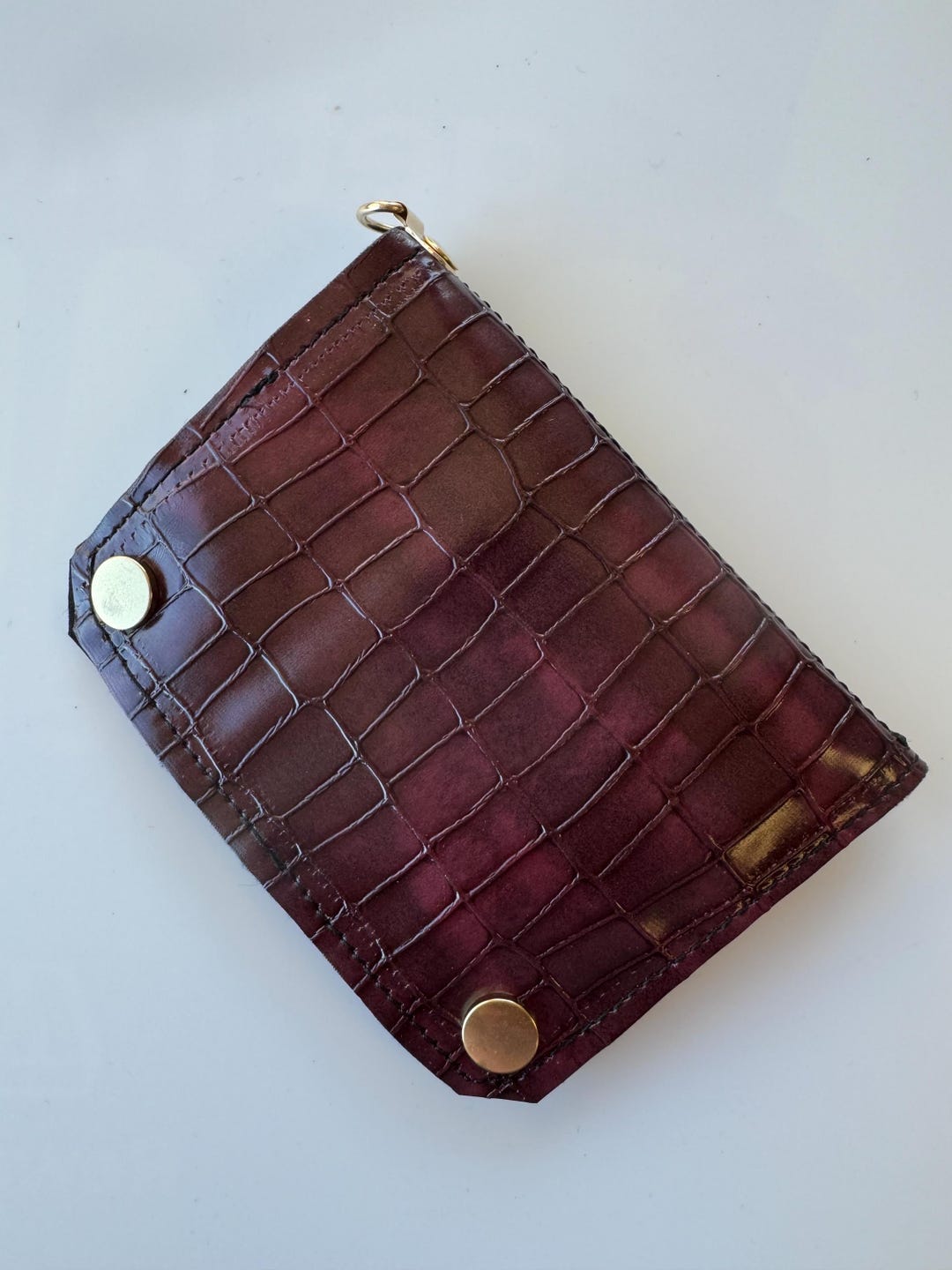 Maroon/burgundy Faux Crocodile Vinyl Brooke Bifold Wallet. ID Pocket on ...