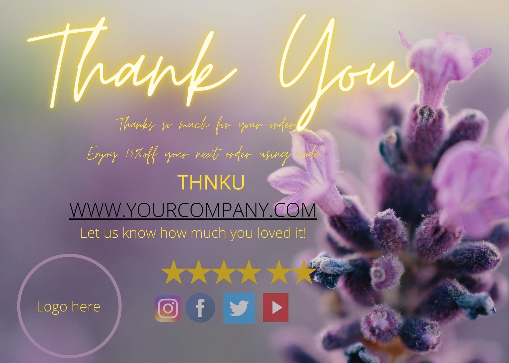 Printable Editable Thank You Card Template | Editable in Canva.com ...