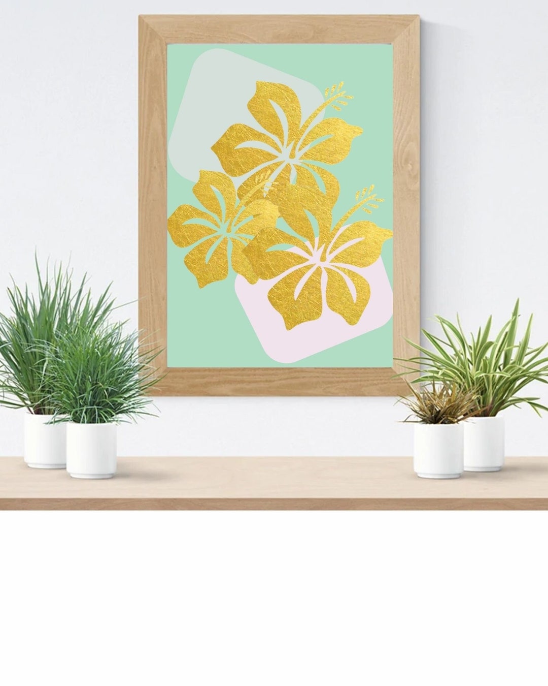 Flower Print, Gold Abstract Wall Decor, Botanical Print, Floral Print ...